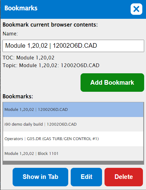 Creating and managing bookmarks