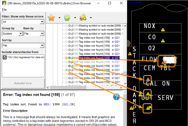 Reviewing, starring, and hiding errors in the Error Browser